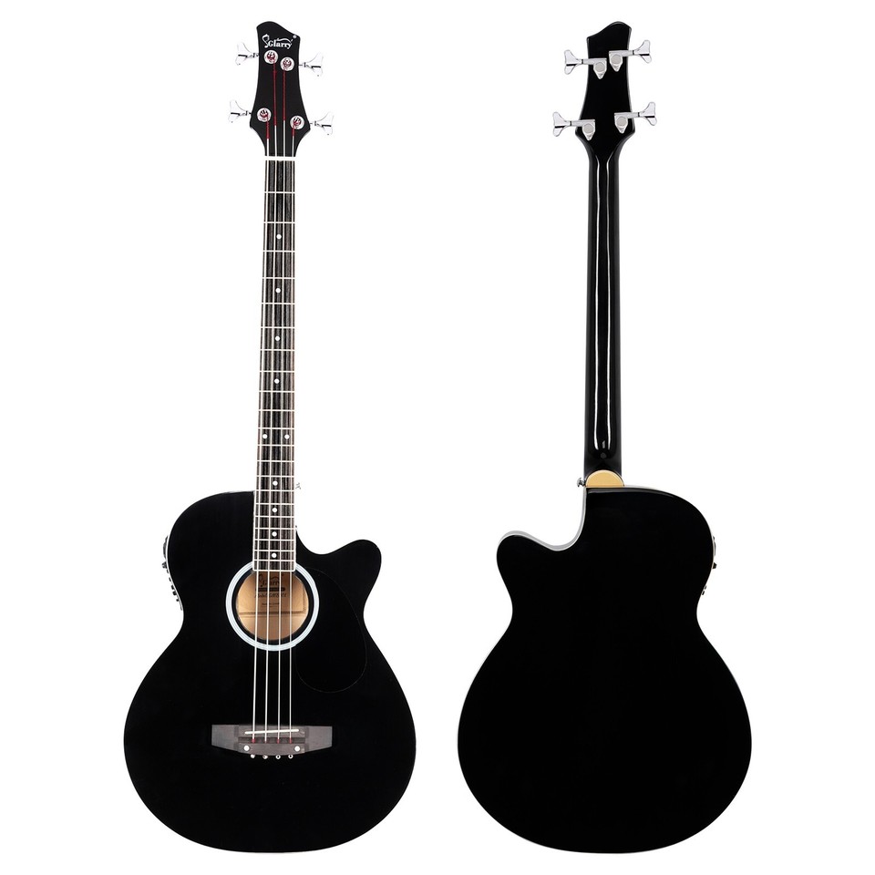 Black Short Scale Acoustic Electric Bass Guitar with Gig Bag and More ...
