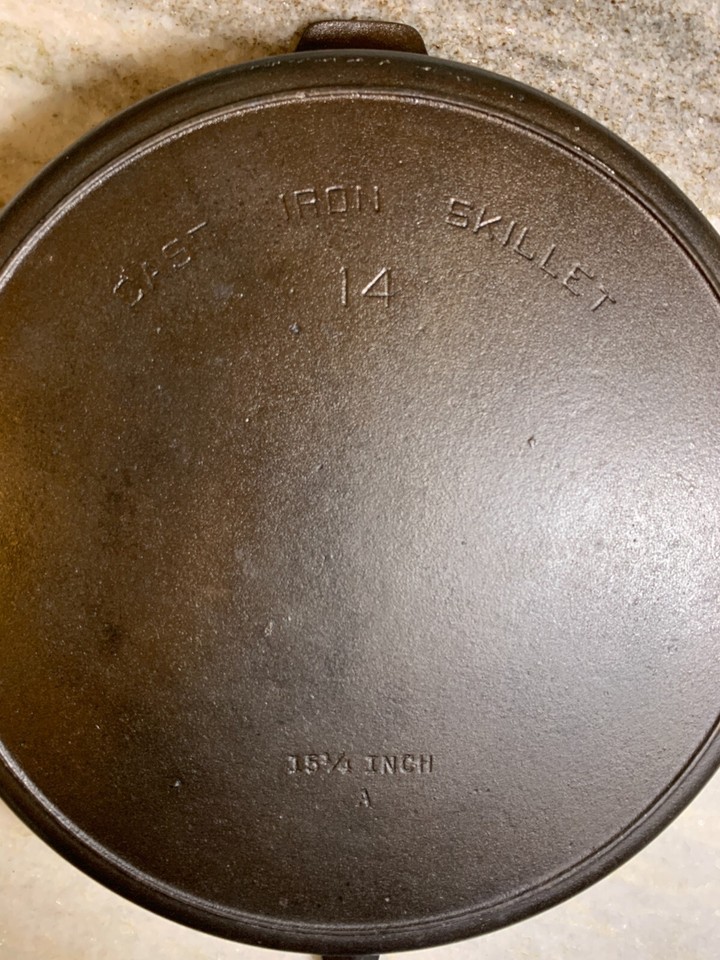 MASSIVE HUGE EXTRA LARGE Cast Iron Fry Pan Skillet #14 15.25" Wagner ...