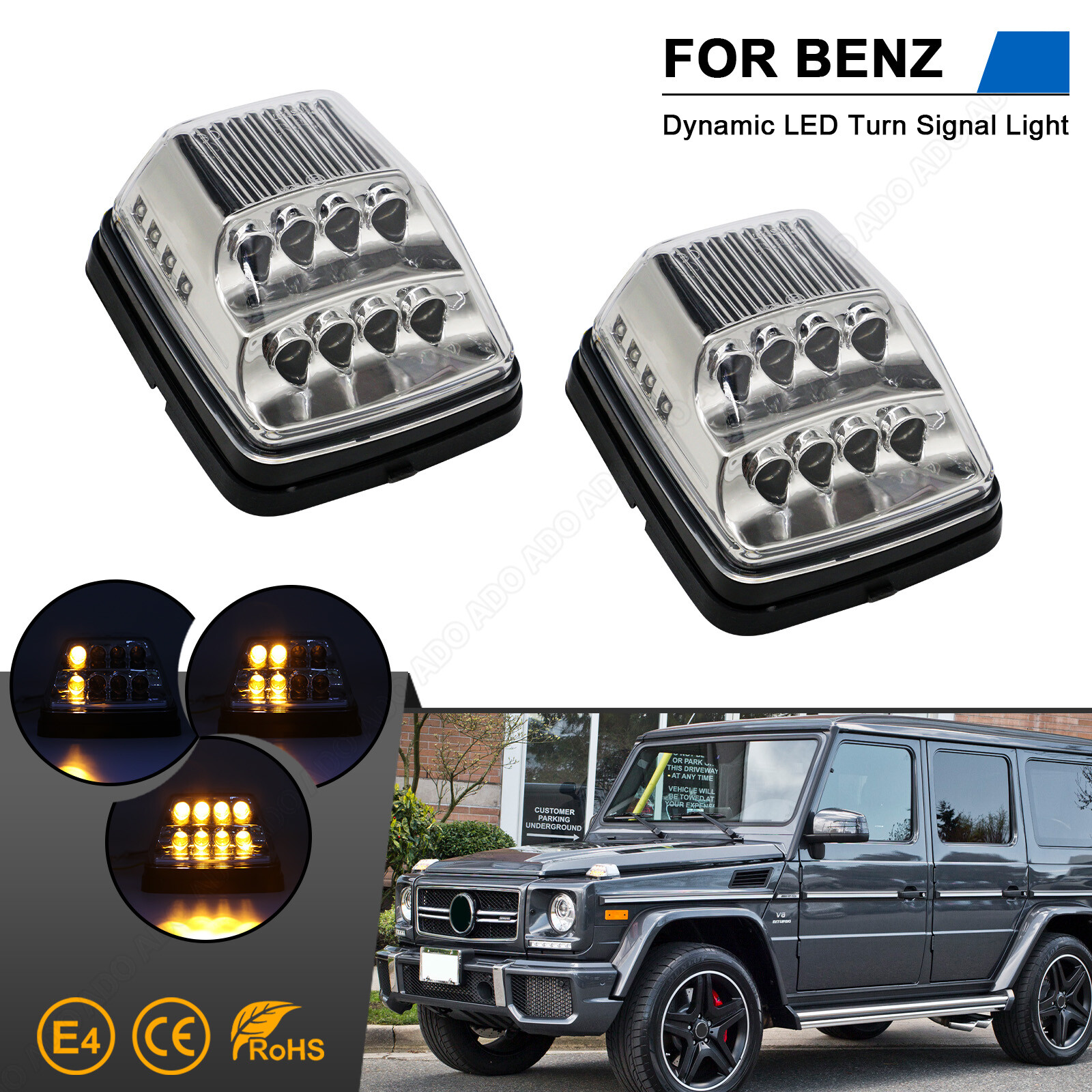 For 90-2018 Mercedes W463 G55 G550 G500 G63 Smoked LED Turn Signal ...