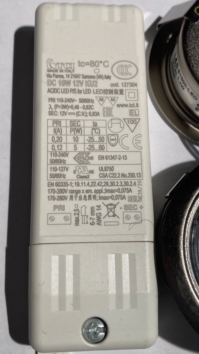 Italian Range Hood Parts: Two LED Lights & LED Lights Transformer 10W ...