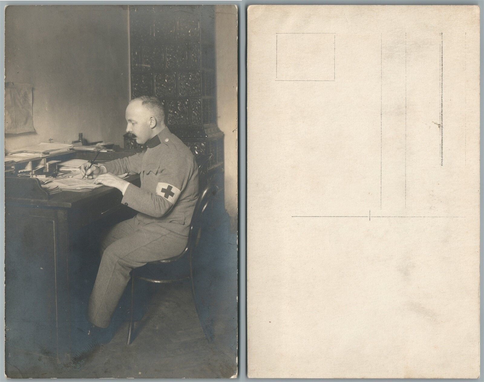RED CROSS MAN WWI ANTIQUE REAL PHOTO POSTCARD RPPC | eBay