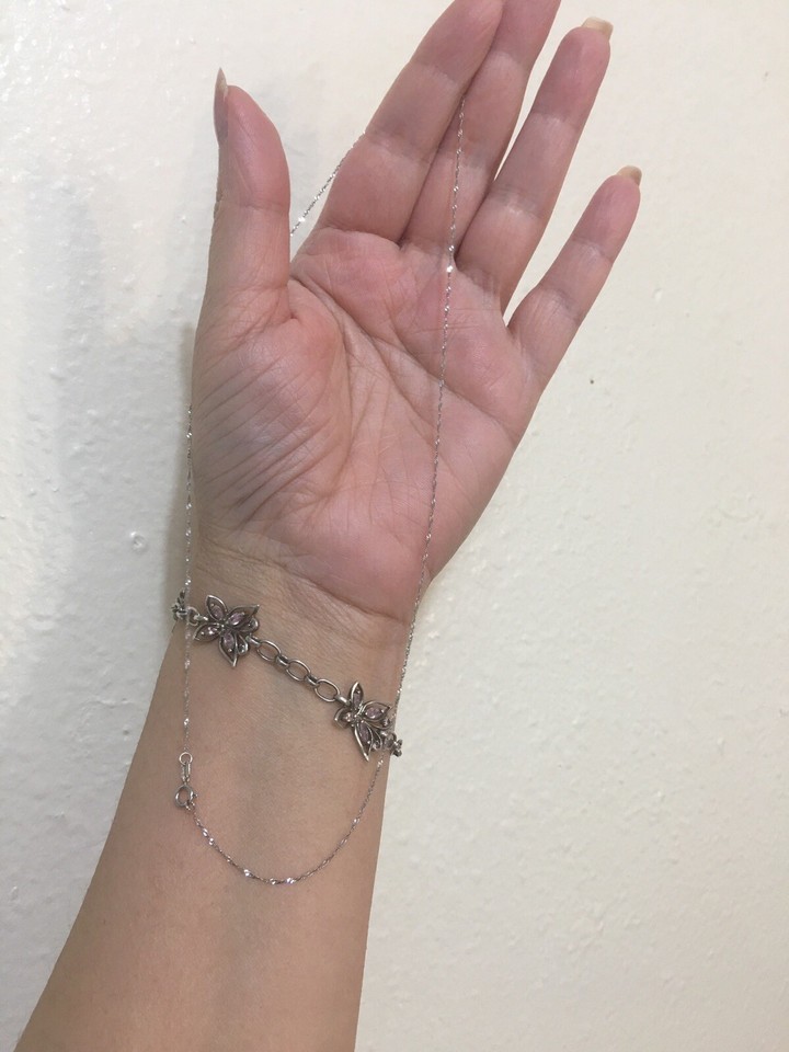 10K Solid White Gold Twisted Skinny Singapore Chain 18” Necklace Midas ...