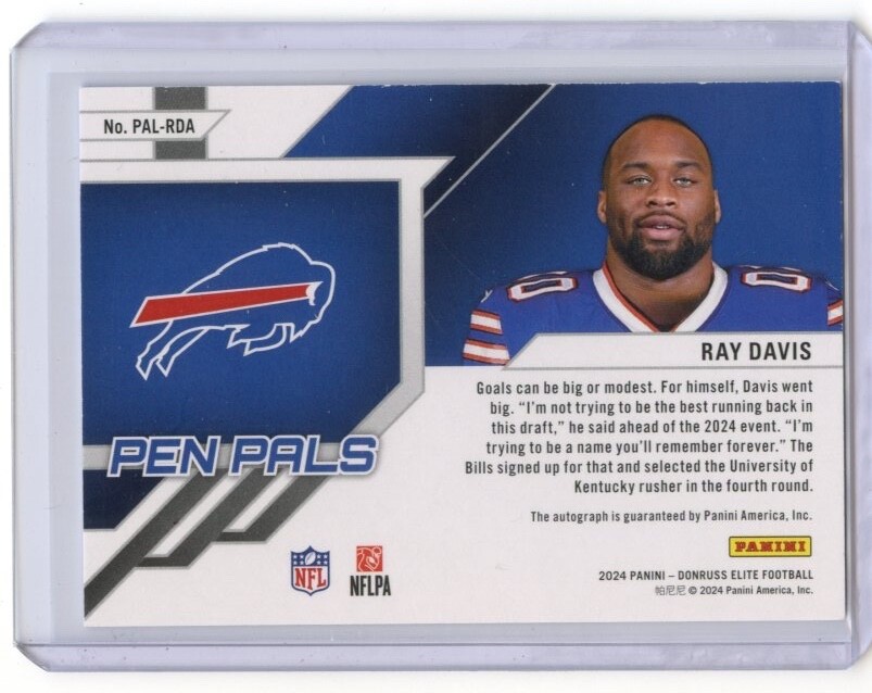 2024 Panini Donruss Elite RAY DAVIS Rookie PEN PALS BLACK GOLD INK AUTO ...