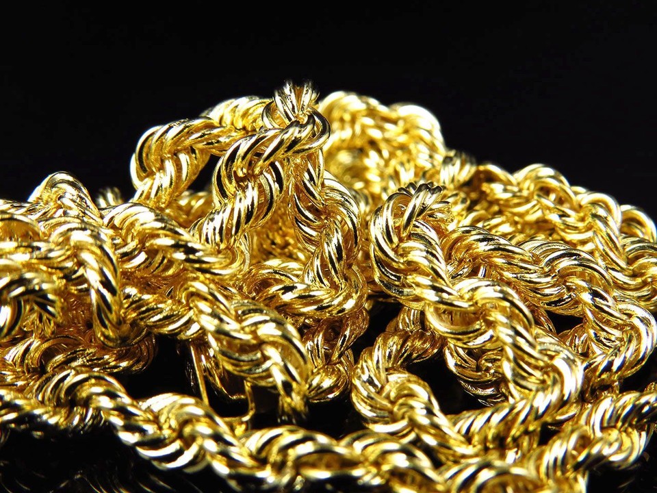 Hollow Bonded Rope Chain 5MM in 1/10th Real 10K Yellow Gold 18"-30" | eBay