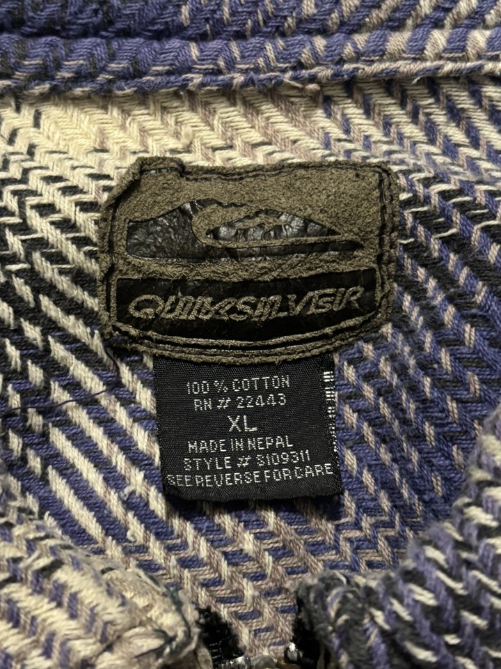 Vintage 90s Quiksilver surf Plaid multicolor Zip Up Light Jacket boxy ...
