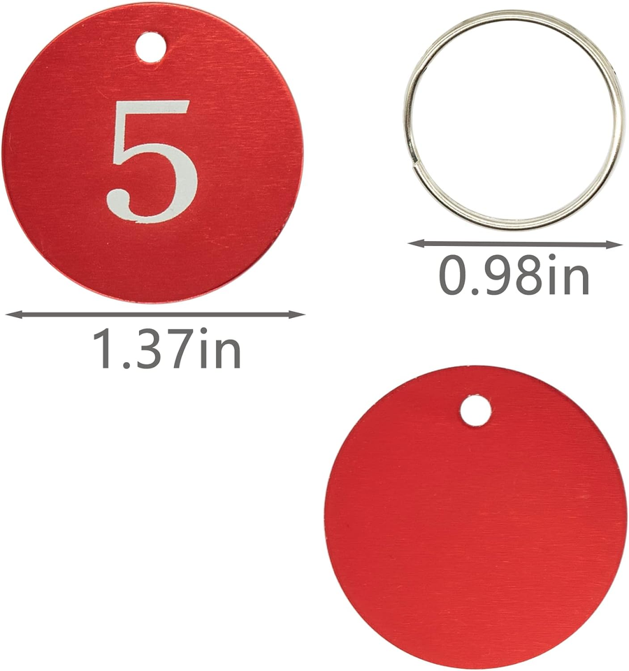round Aluminum Engraved Number Tags Key Tags ID Tags (1-10, Red) | eBay