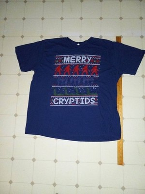 "Merry Cryptids" Christmas/Holiday Shirt, XXXL, Blue | eBay