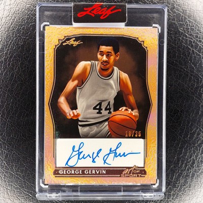 GEORGE GERVIN /35 Art Of Sport ORANGE Auto 2023 Leaf NBA Basketball ...
