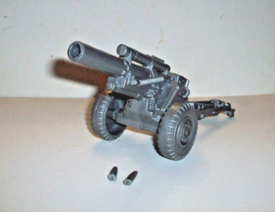 MARX Vintage WWII D-DAY Breech Load Firing Howitzer & 2 Shells SILVER c ...
