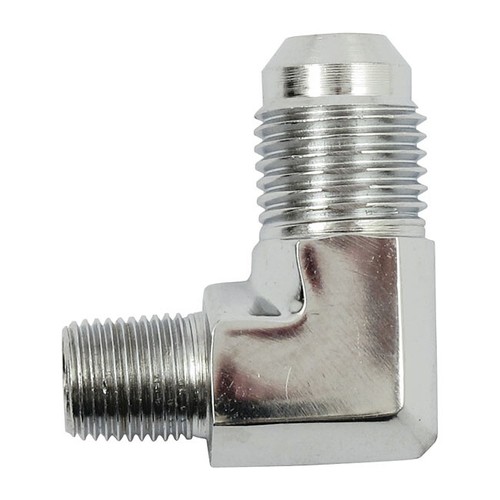 Goodridge Oil Line Fitting, 90 Degree, 1/8 NPT, Chrome, for Harley ...
