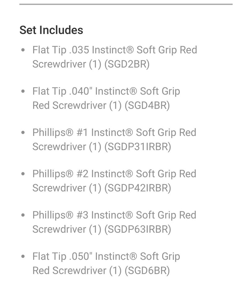 Snap-on Tools USA NEW 6pc RED Soft Grip Combination Screwdriver Set ...