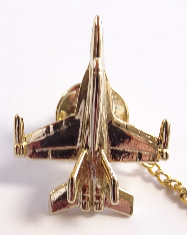 Jet Plane Pinback Tie Tack Clutch w/Chain 2 Vertical Stabilizers F18 ...