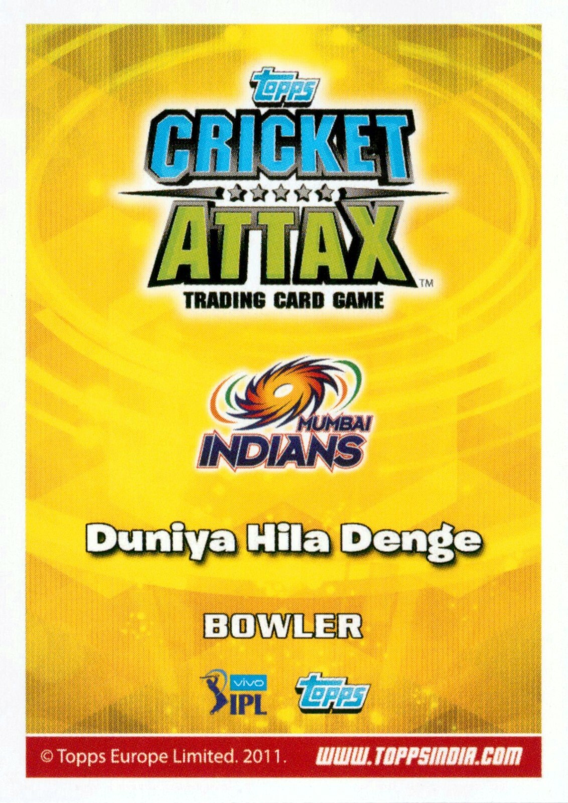 2016 2017 MUMBAI INDIANS IPL Cricket Card AKSHAY WAKHARE Topps Attax ...