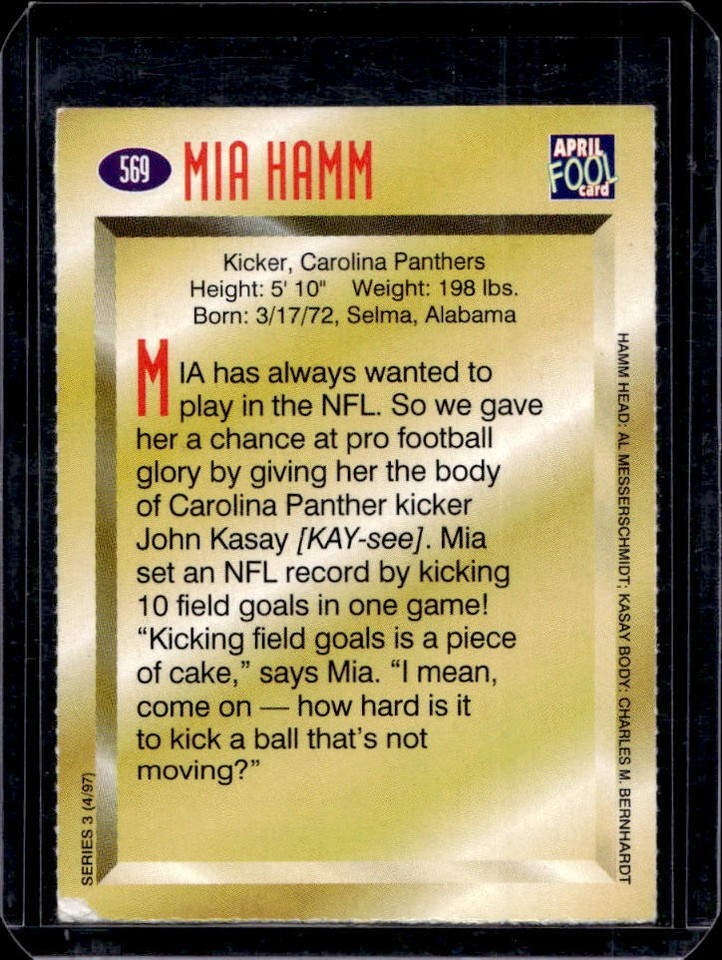 1997 Sports Illustrated For Kids John Kasay Mia Hamm AF #569 Panthers ...
