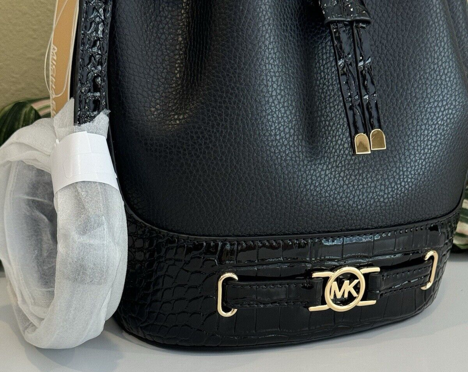 MICHAEL KORS REED MEDIUM SMALL BUCKET CROSSBODY SHOULDER BAG BLACK ...