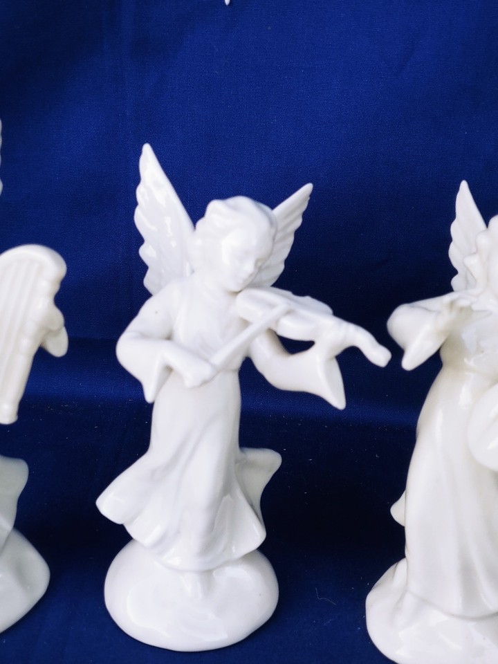 Vintage DRESDEN ANGELS with INSTRUMENTS Porcelain SET Lot of 8 RARE ...