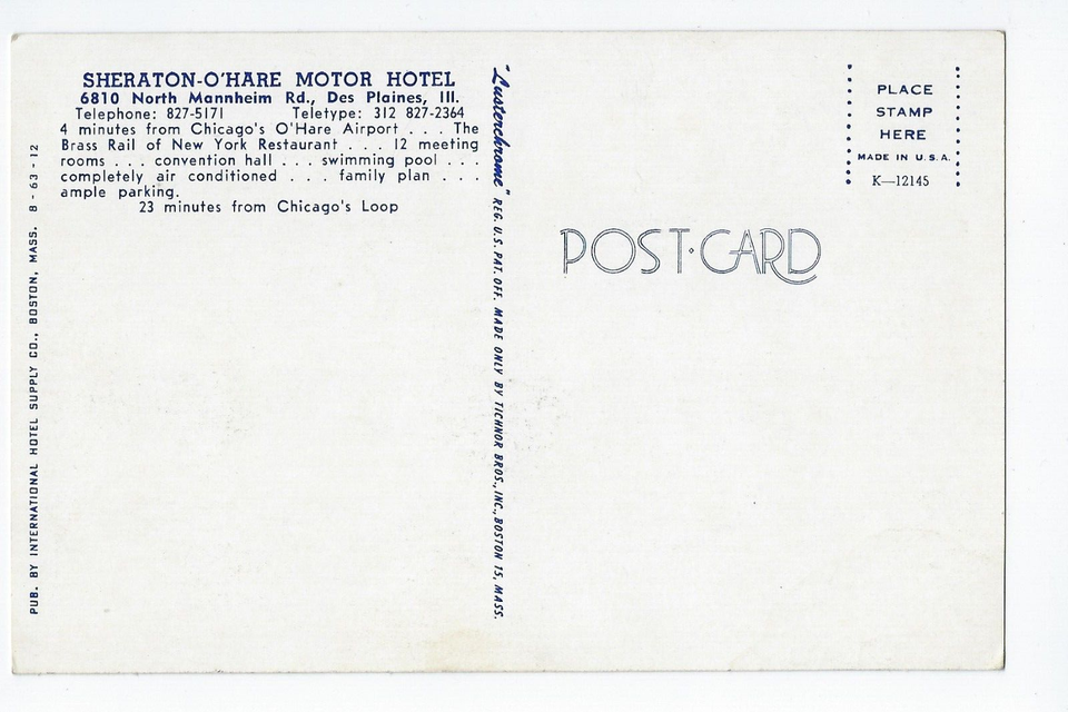 Sheraton Ohare Motor Hotel Postcard Restaurant Des Plaines Illinois | eBay