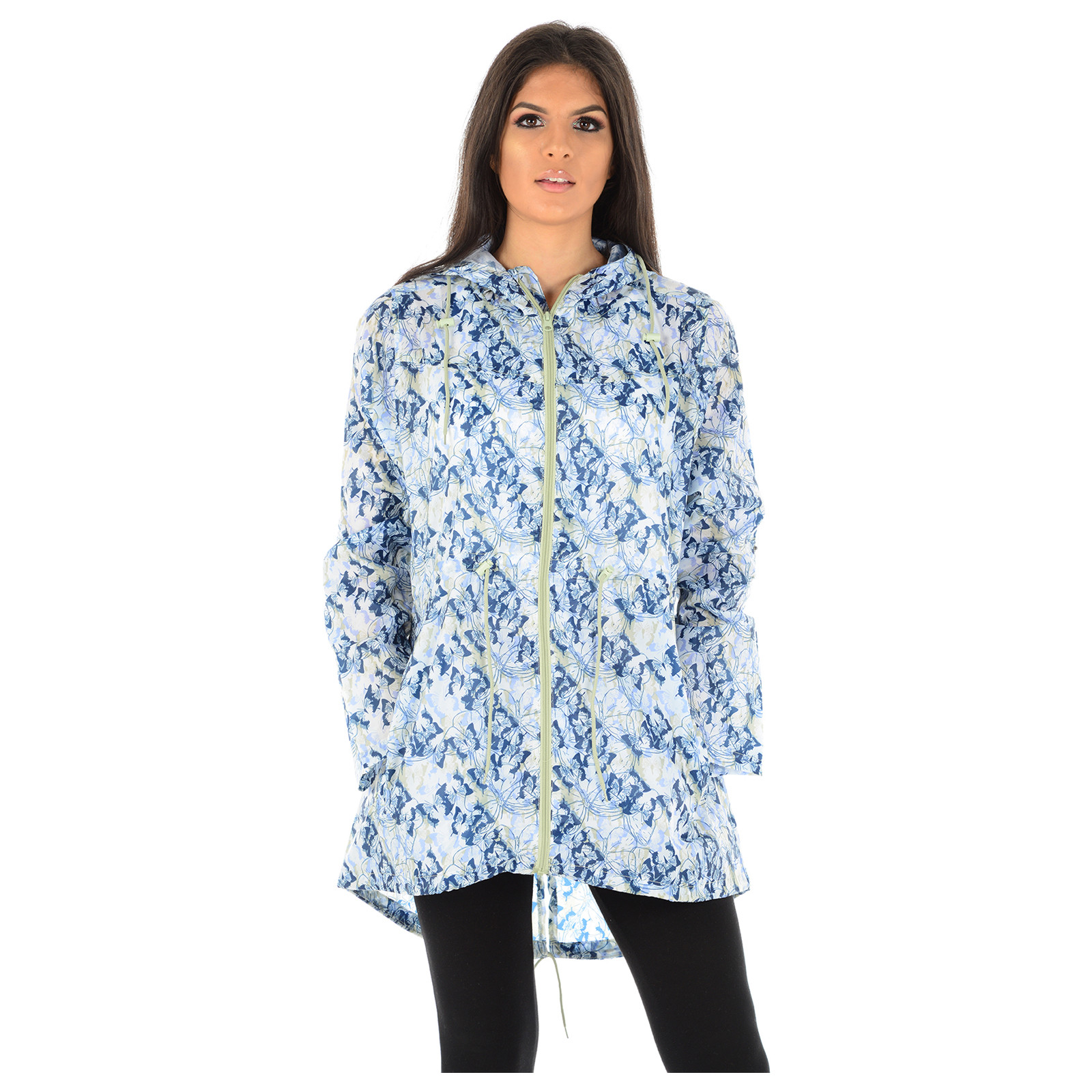 LADIES RAIN MAC WOMEN RAINCOAT FISHTAIL KAGOOL PARKA FESTIVAL HOODED ...