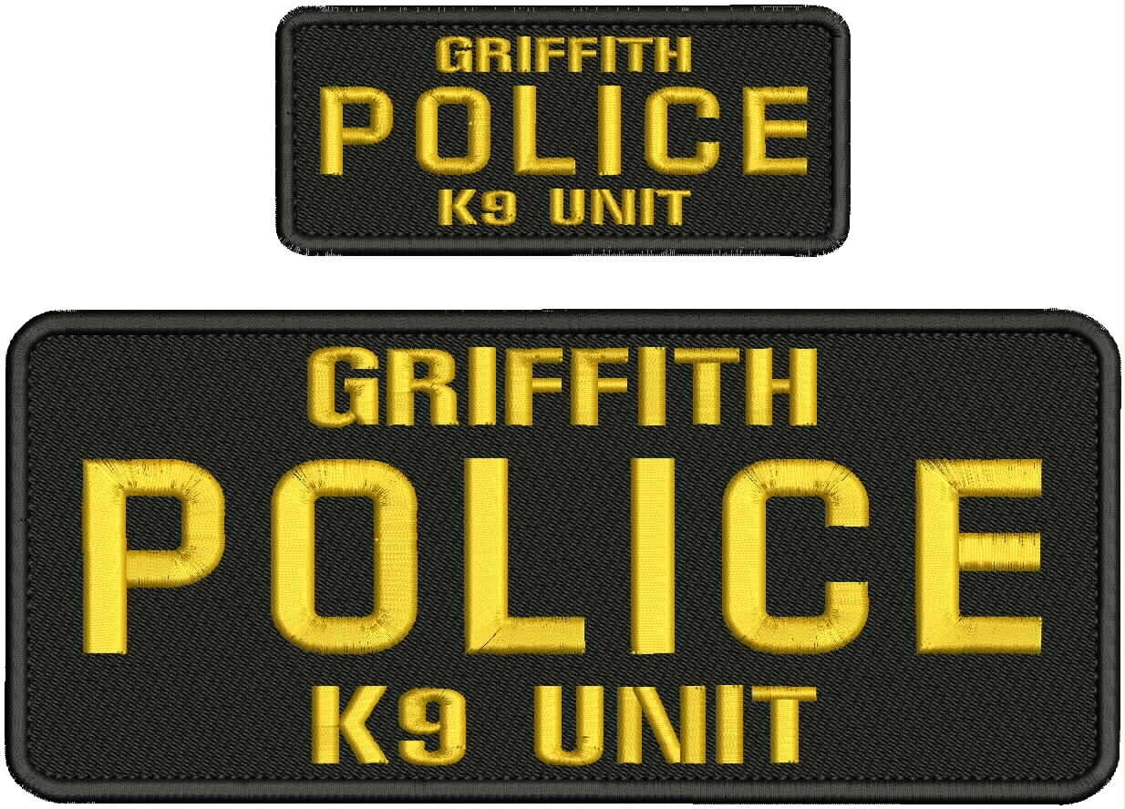 Griffith Police K9 Unit embroidery patch 4X10 and 2x5 hook Gold | eBay