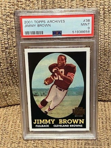 2001 Topps Archives Jimmy Jim Brown RC Rookie REPRINT 1958 Card PSA 9 ...