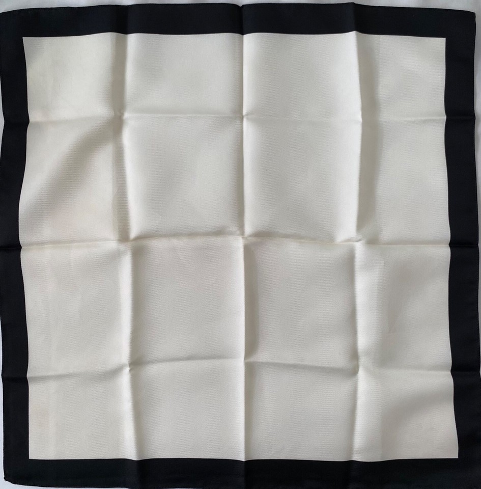 Womens Neck Scarf Neckerchief White with Black Band at Edging New ...