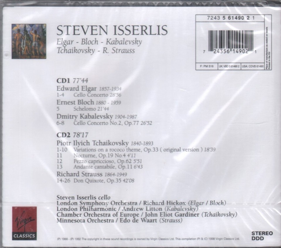 724356149021 Steven Isserlis, Sir Edward Elgar, Ernest Bloch, Dmitry ...