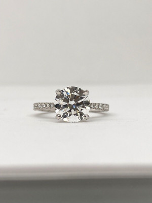 2.01ct Round Cut Diamond Center Dia GIA Certified SI1 E. Platinum JAFFE ...