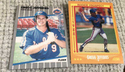 Gregg Jefferies 2 Mets Baseball Cards Fleer 1989 & Score Rookie 1988 | eBay