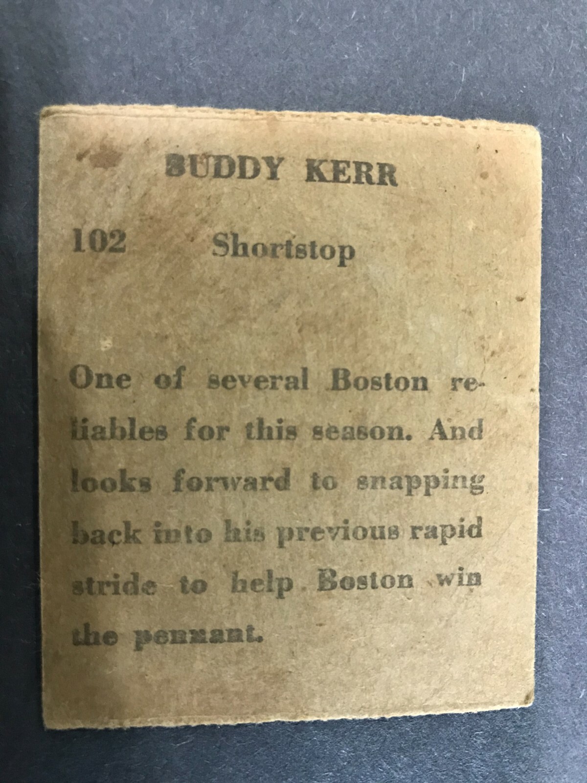 1949 R302-2 MP & Co. Buddy Kerr #102 Boston Braves VG/EX? | eBay