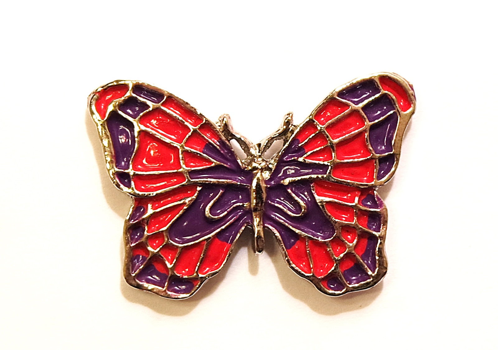 Enamel Purple Red Silver Tone BUTTERFLY Brooch Pin | eBay