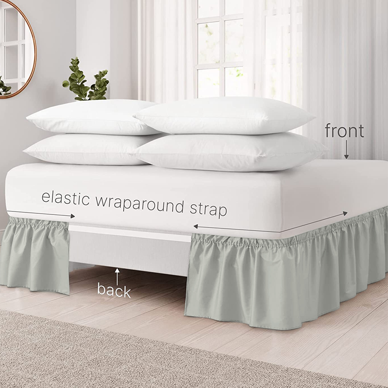 Ruffles Wrap Around Elastic Bed Skirt Frilled Bed Base Valance Sheet ...