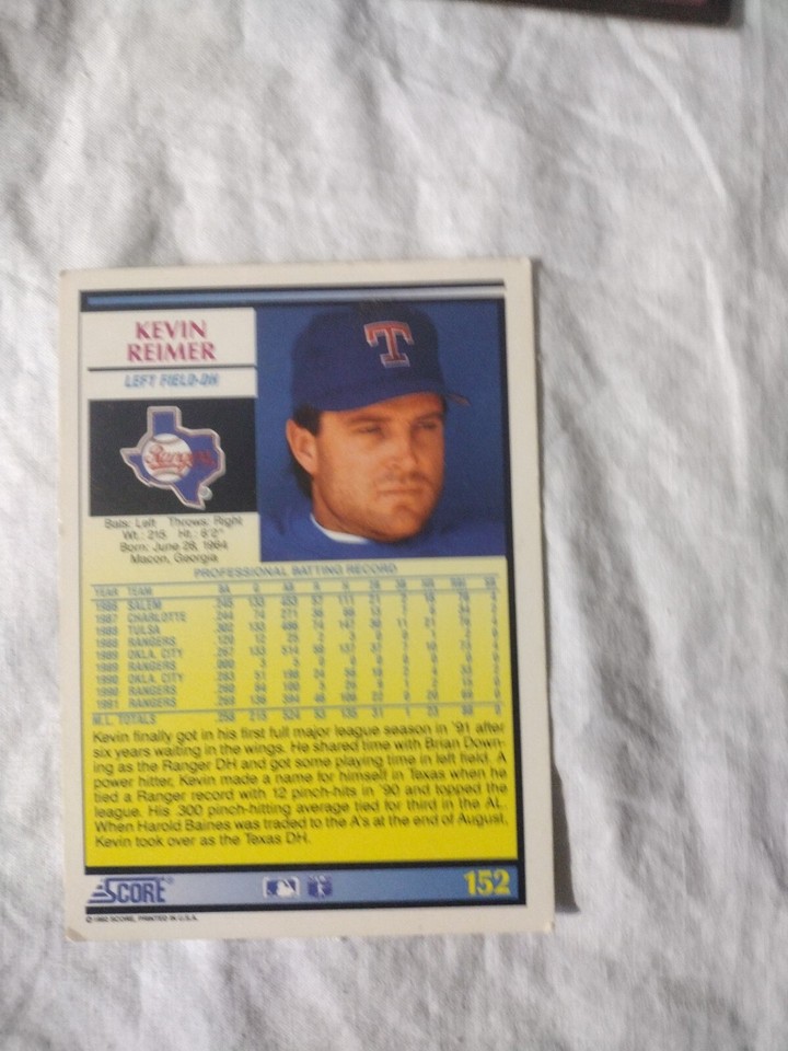 1992 Score - #152 Kevin Reimer | eBay