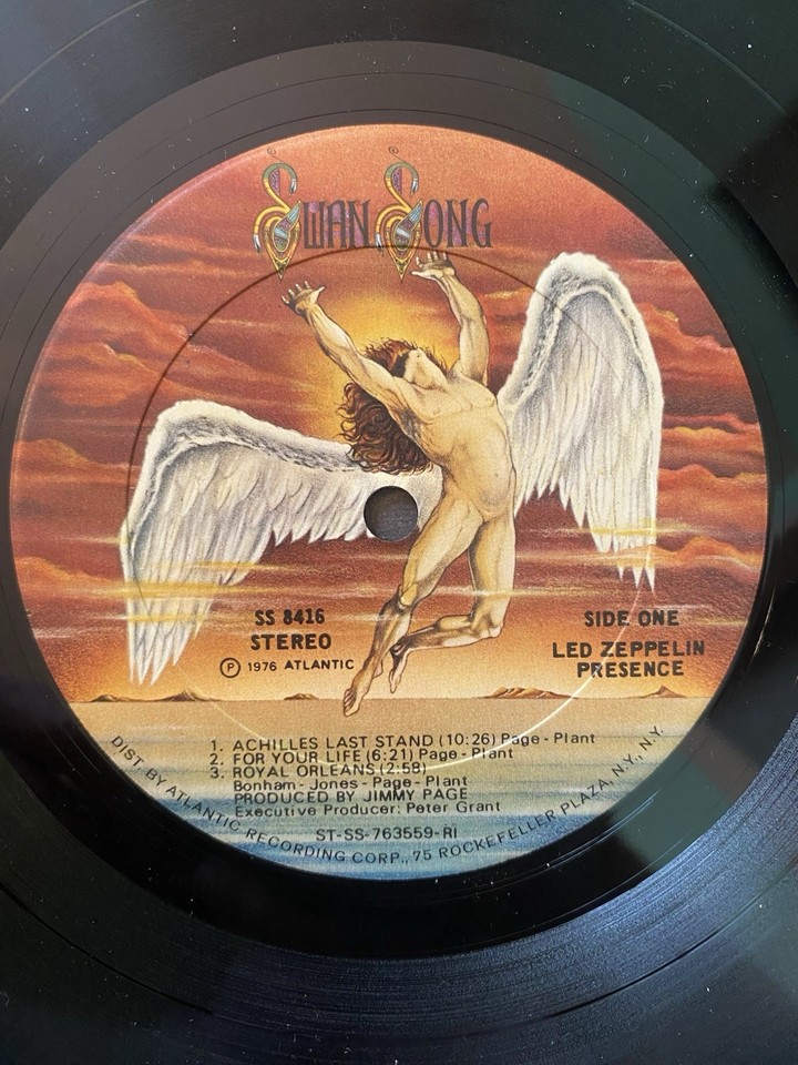 LED ZEPPLIN PRESENCE EX LP ORIG. 1976 EMBOSSED COVER W/ HYPE STICKER ...