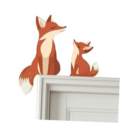 2 Cute Wooden Foxes Door Topper Home Frame Decor Little Fox Door Corner ...