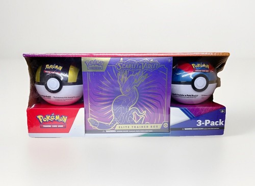 Pokémon Scarlet & Violet Elite Trainer Box + 2 Poké Balls Set – Sealed ...
