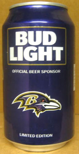 BUD LIGHT BALTIMORE RAVENS Beer CAN Anheuser-Busch MISSOURI 2016 ...