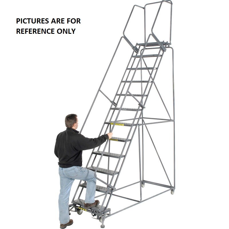 NEW! Ballymore 133 in H Steel Rolling Ladder, 10 Steps, 450 lb Load ...