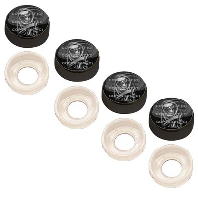 4 Black Custom License Plate Frame Screw Snap Caps Covers Skull Reaper ...