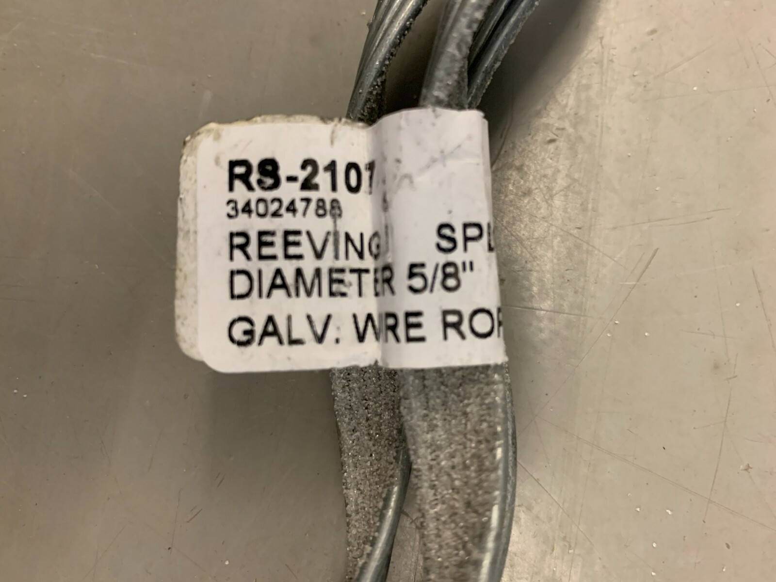 3X REEVING SPLICE RS2107 34024788 5/8" DIAMETER GALIVANIZED WIRE ROPE ...