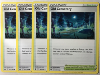 POKEMON 4X OLD CEMETERY 147/198 CHILLING REIGN UNCOMMON NEAR MINT ...