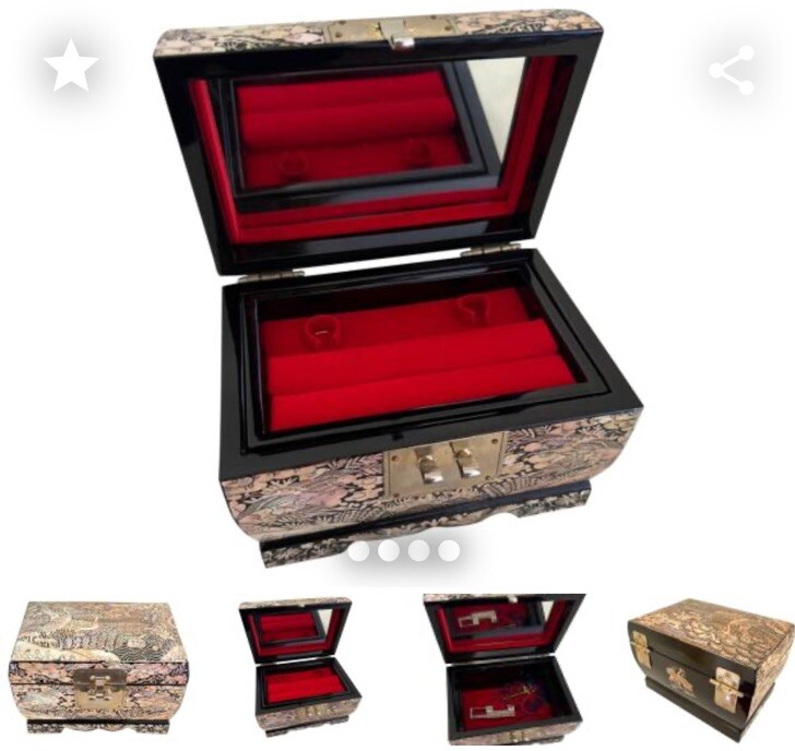 Korean Mother of pearl Inlay shell jewelry Organizer Wood keepsake box ...