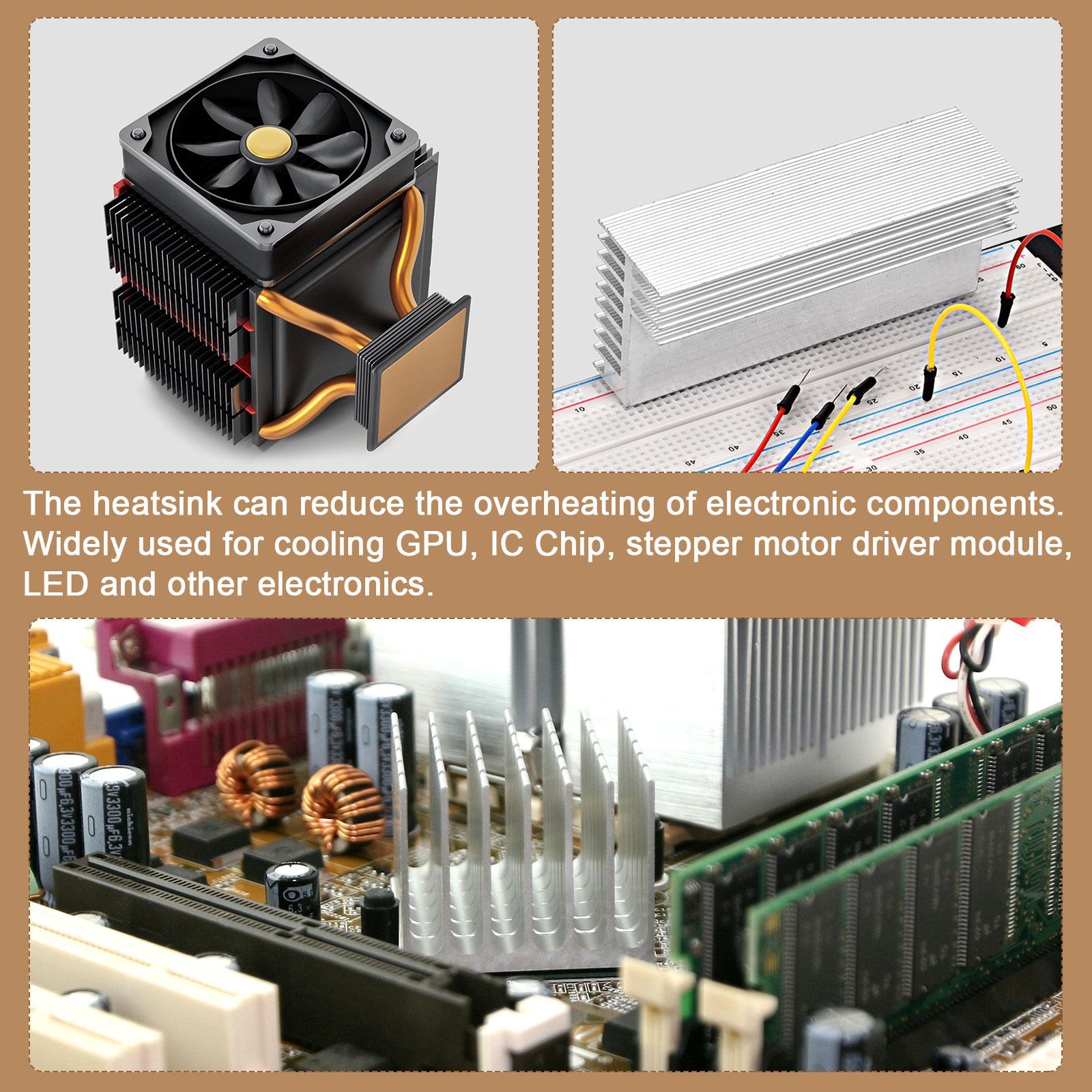 Electronic Radiators Aluminium Heatsink 20x14x6mm for CPU Red Pack of ...