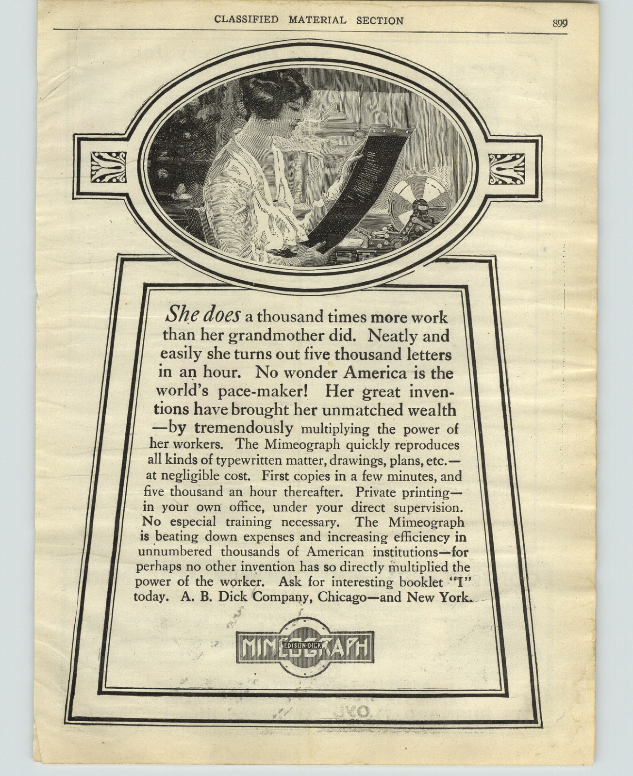 1921 PAPER AD Edison AB Dick Co Mimeograph Rotary Copier Full Page | eBay