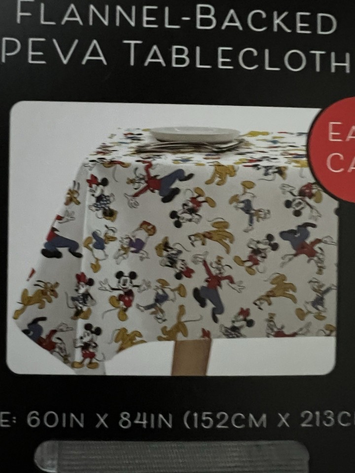 Disney Mickey Mouse & Friends Peva Vinyl Flannel Back Tablecloth 60" x ...