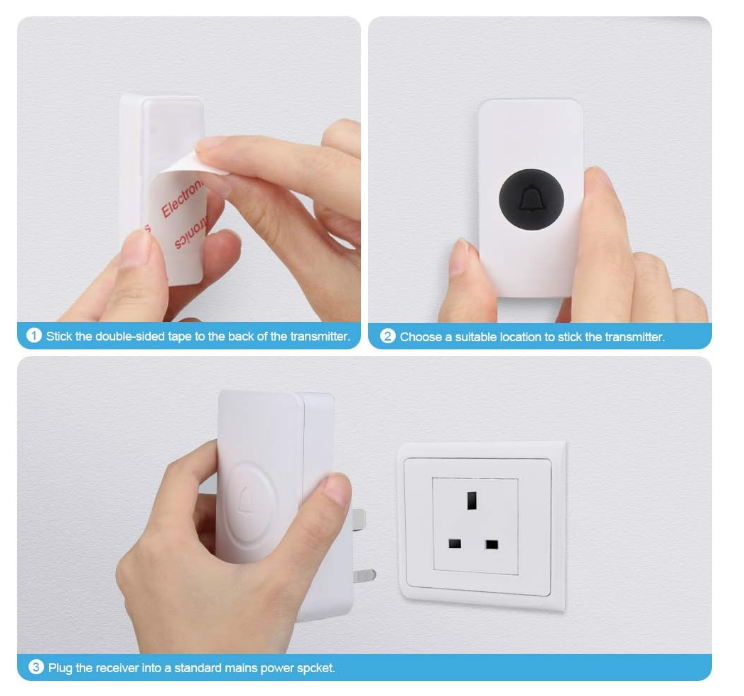 TECKNET Wireless Doorbell, Door Bells Cordless Plug in IP65 Waterproof ...