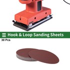 30 Pcs Sandpaper 60 Grit Hook and Loop Sanding Sheets Aluminum Oxide ...