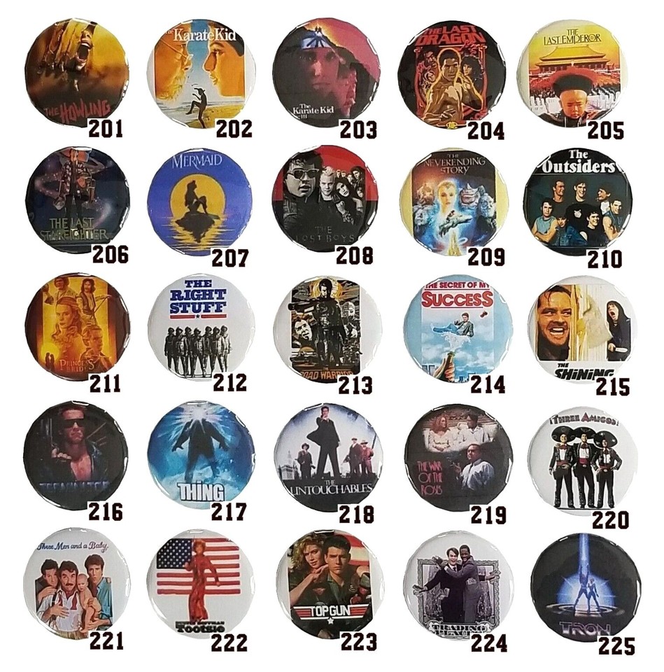 80's Movie Pinback Buttons CHOOSE YOUR SET 80's Retro Party Pop Culture ...