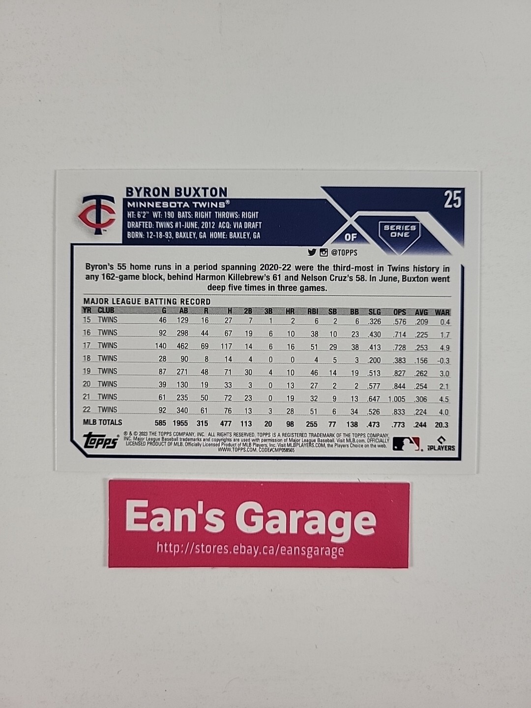 Topps Byron Buxton Baseball Card #25 Minnesota Twins 2023 Series 1 ...