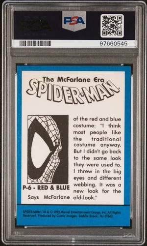 1992 Marvel Spider-Man The McFarlane Era Prism Card P-6 Red & Blue PSA ...