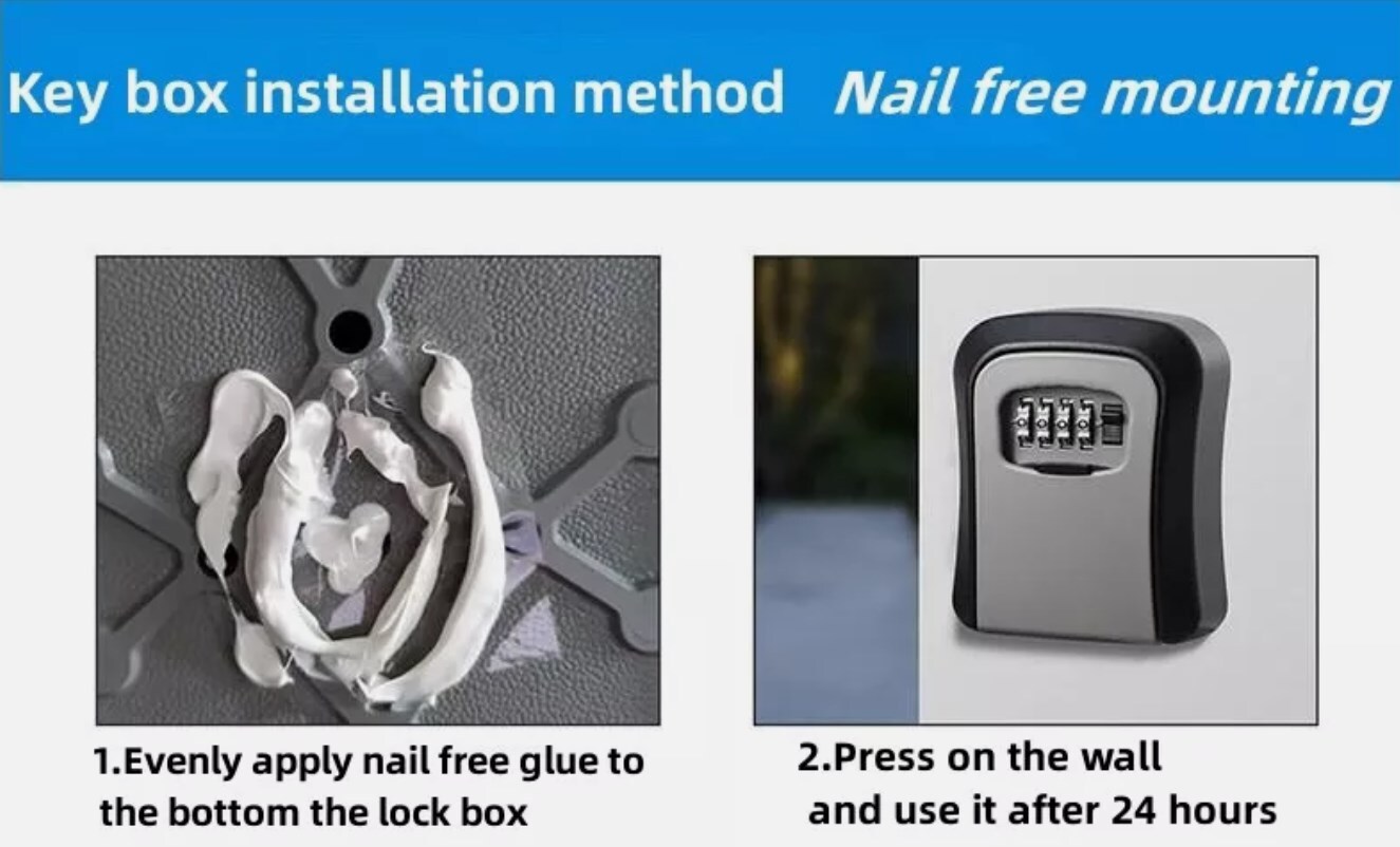 Key Safe Box 4 Digit Wall Mounted Outdoor Key Lock Box High Security ...